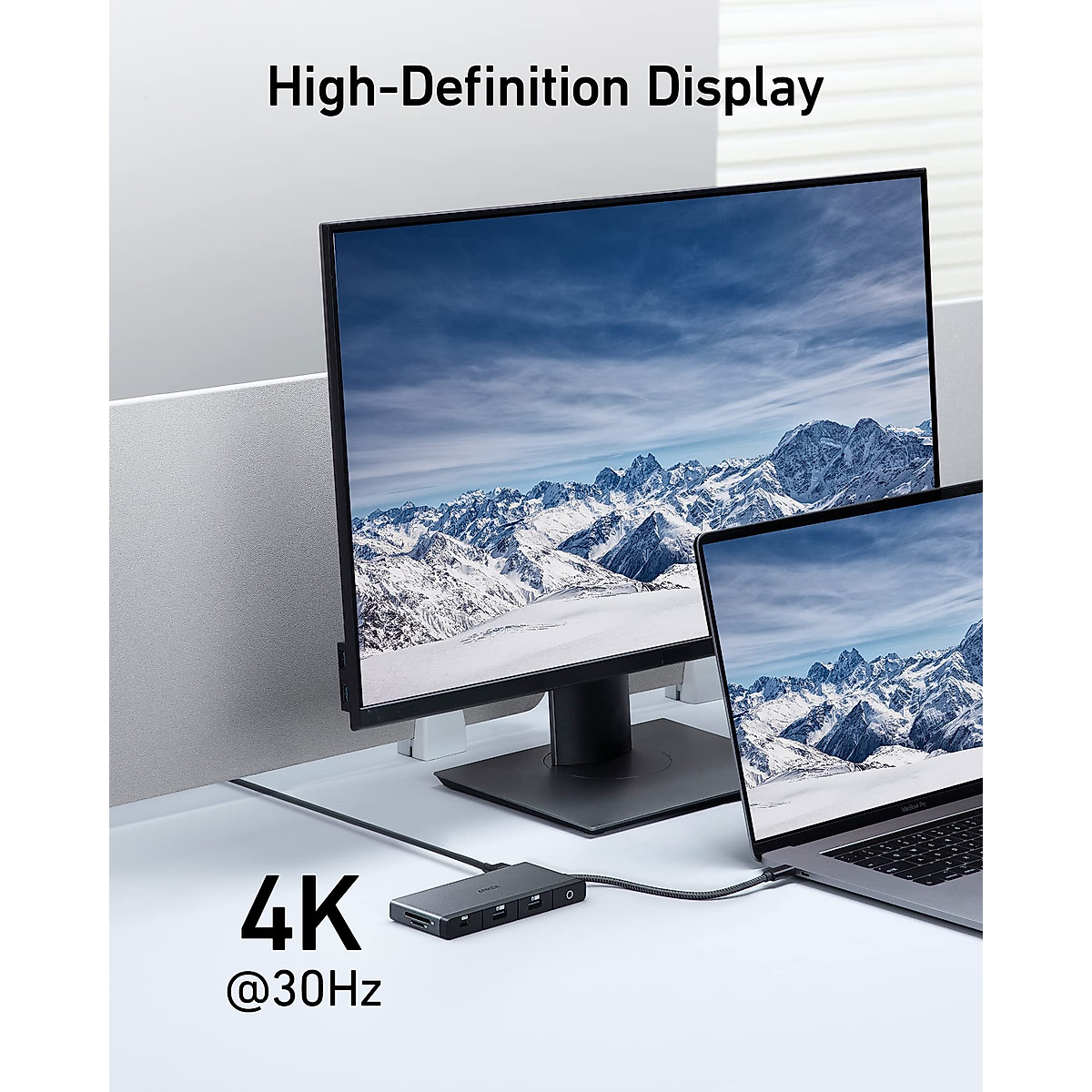 Anker USB C Hub, 552 USB-C Hub (9-in-1, 4K HDMI) with 100W Power Delivery, 4K@30Hz HDMI, 4 USB-C and USB-A Data Ports, Ethernet and SD/microSD Card Slot & New Nylon USB C to USB C Cable 100W 10ft