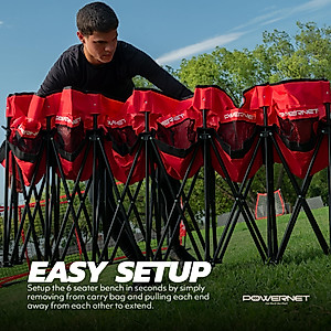 PowerNet Carli Lloyd 6 Seater Team Bench | Backpack Style Carry Bag Included | Ultra Portable | Great for Teams | Soccer Basketball Football