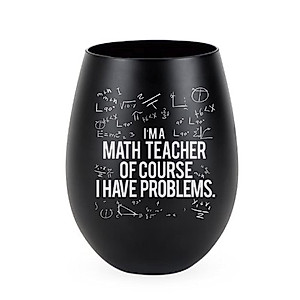 Valentines Day Gifts for Math Teacher, Math Teacher Funny Wine Glass Gift Set, Math Teacher Must Haves