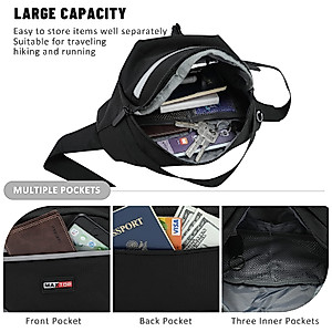 MAXTOP Large Hiking Fanny Packs for Women Men with Water-Resistant Waist Bag Pack Belt Bag for Biking Cycling Running Jogging Traveling Outdoors Workout Fitness Hiking