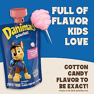 Danimals Squeezables Low Fat Yogurt Pouch, Cotton Candy, Gluten-Free,3.5 Oz, Pack of 4