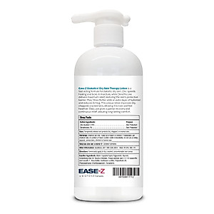 EASE-Z Diabetic Lotion for Dry Skin. Clinically Proven ingredients and ZINC relieve dryness, reduce redness, and calm itching. With Shea Butter. Fast-Acting, Long-Lasting. 10.9 oz
