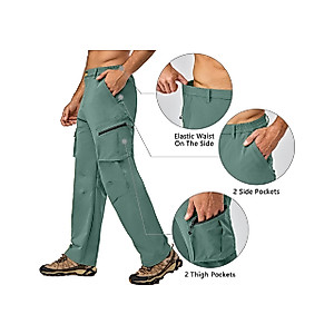 Little Donkey Andy Men's Quick Dry UPF 50+ Cargo Pants, Stretch Lightweight Outdoor Hiking Pants Sage M