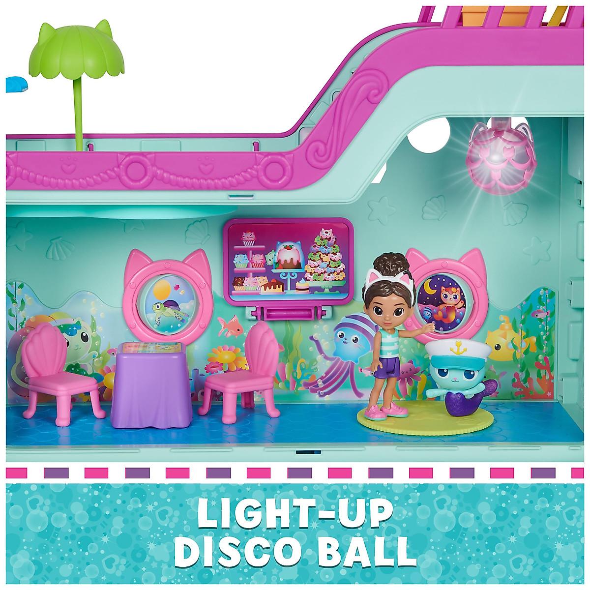 Gabby’s Dollhouse, Gabby Cat Friend Ship, Cruise Ship Toy with 2 Toy Figures, Surprise Toys & Dollhouse Accessories, Kids Toys for Girls & Boys 3+