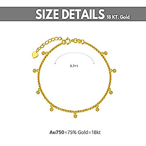 SISGEM 18K Real Gold Women Bracelet, Yellow Gold Diamond Cut Balls Bracelet Italian Mesh Link Chain Bracelet Jewelry Giftd for Her, Wife, Mom, 6.5" - 7.5"