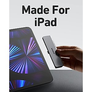 Anker USB C Hub for iPad, 541 USB-C Hub (6-in-1) with 4K HDMI Port, Multi-Function USB-C Port, USB-A Data Port (Gray) 8K@60Hz HDMI Cable