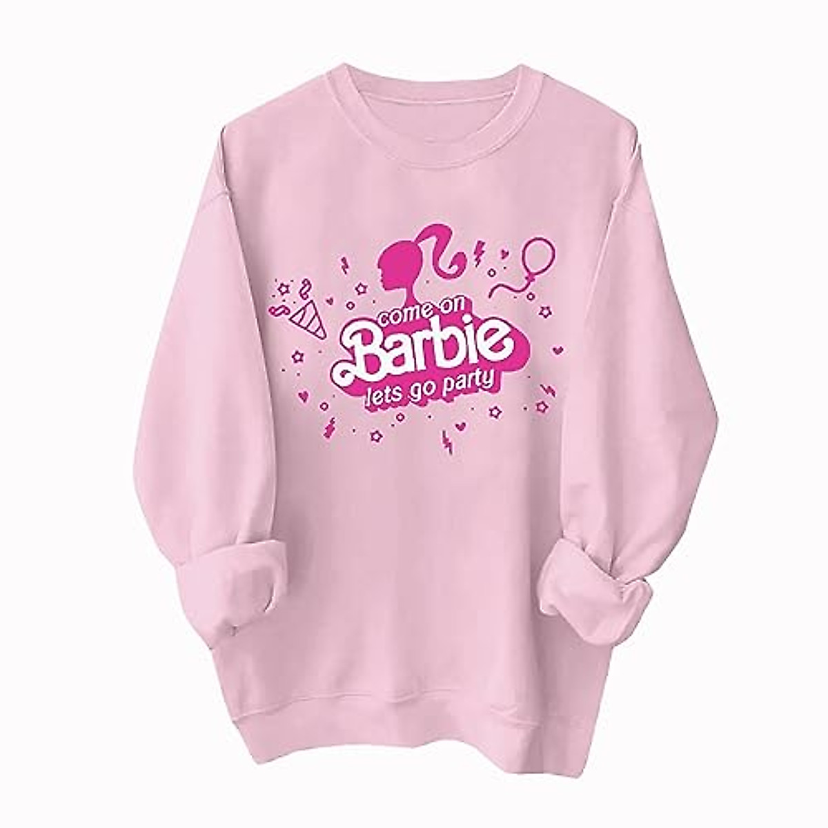 ANNAPU Come On Let's Go Party Sweatshirt Women Trendy Girls Shirt Cute Bachelorette Pullover Fall Casual Holiday Tops Pink