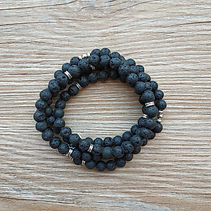 108 Bead Japa Mala Meditation Bracelet Necklace for Men or Womens Yoga Jewelry (Lava)