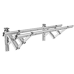Laundry Rack, Airer-Wall Mounted Extendible Dryer Rack, Balcony Indoor Outdoor Clothes Pole Folding Retractable Airer Dryer Silver