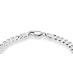 Miabella 925 Sterling Silver Italian 5mm Solid Diamond-Cut Cuban Link Curb Chain Bracelet for Men Women, Made in Italy (8.00 Inch)