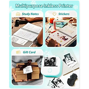 Snapprint Portable Printer, Printpod, Portable Print Pod with 1 Rolls Paper, Mini Photo Sticker Printer, Print Pod, Mini Sticker Portable Printer for School, Print Pods Printer for Pictures(Green)