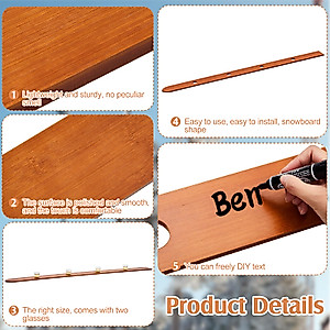 Suzile Wooden Shot Board Ski 4 Person Retro Rustic Shot Board Ski with 4 Shot Glasses and Marker for Weddings Vacations Celebrations and Wedding Gifts(Brown)