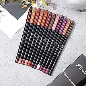 KTouler 12 Pcs Matte Lip Liner Pencil Set, Smooth Waterproof Long-Lasting Fade Resistant Lip Pencil Makeup Gift Set for Women and Girls