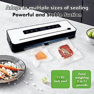 Krmqis Food Saver Vacuum Sealer Machine (Vacuum Sealer + Sealer Bags 8" x 12"+Vacuum hose) Vacuum Sealer for Food with Cutter Can Vacuum Dry, Wet, Crunchy and Soft Foods Vacuums Bags, Jars and Lids