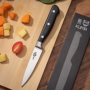 KUMA Essentials Kitchen Knife Set - Classic 3 Piece Collection - 8" Chef's Knife, 3.5" Paring Knife, and 8" Honing Rod - Knives Set Without Block or Roll Bag - Conquer Your Kitchen