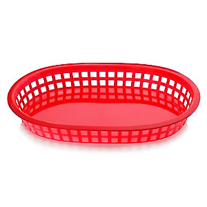 New Star Foodservice 44065 Fast Food Baskets, 10.5 x 7 Inch, Set of 12, Red