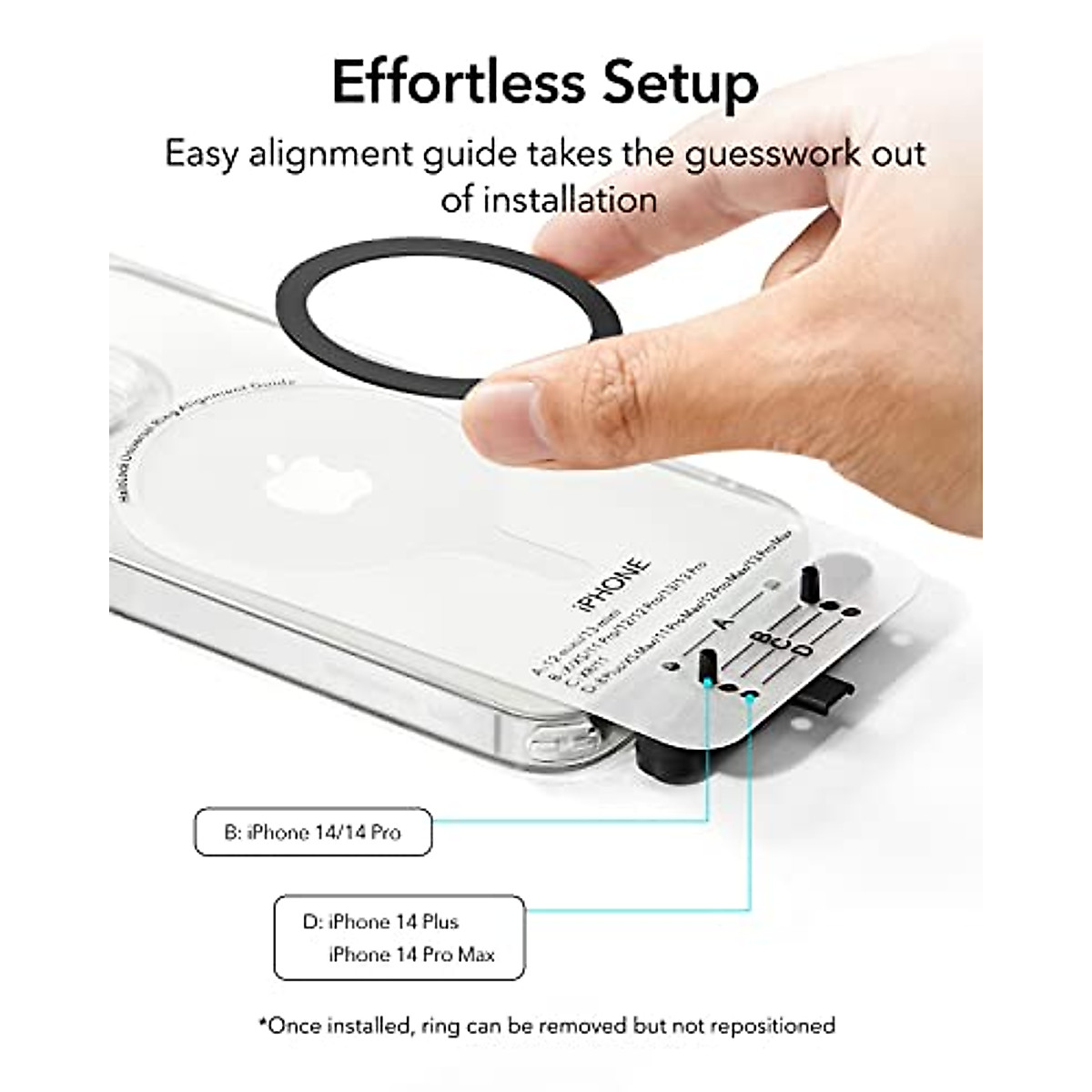 ESR Universal MagSafe Ring 360 (HaloLock), MagSafe Sticker, MagSafe Magnet, Magnetic Conversion Kit for iPhone 14/13/12/11/X Series, Galaxy S22/S21/20 and More, 2 Pack, MagSafe Accessories, Black