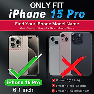 SHIELDON Case for iPhone 15 Pro 5G, Genuine Leather Detachable 2 in 1 Wallet Kickstand RFID Blocking Card Holder Magnetic Shockproof Wireless Charging Case Compatible with iPhone 15 Pro - Navy Blue