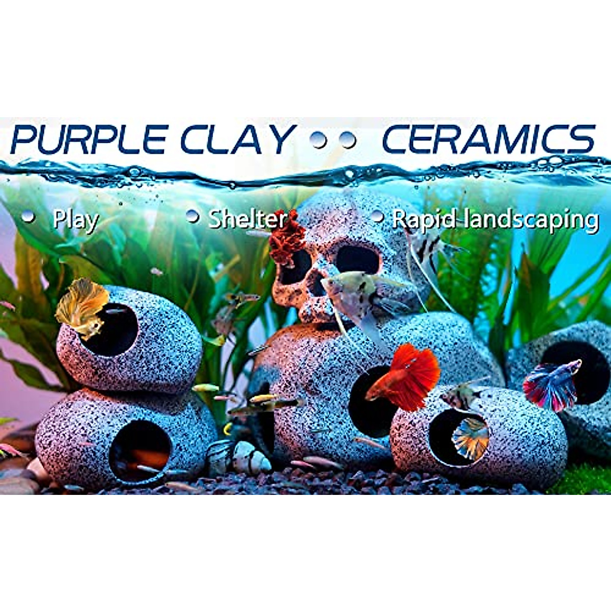 Ameliade Aquarium Decorations Cave Betta Fish Tank Accessories Rock Cave Decor for Shrimp Cichlid Hiding Breeding Small Fish Bowl Hide Decorations Betta Toys Fish Hideout Stones House（Medium）