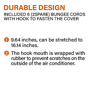 Roastove 6 PCS Bungee Cords, Elastic Hooks for Air Conditioner Outside Unit Covers