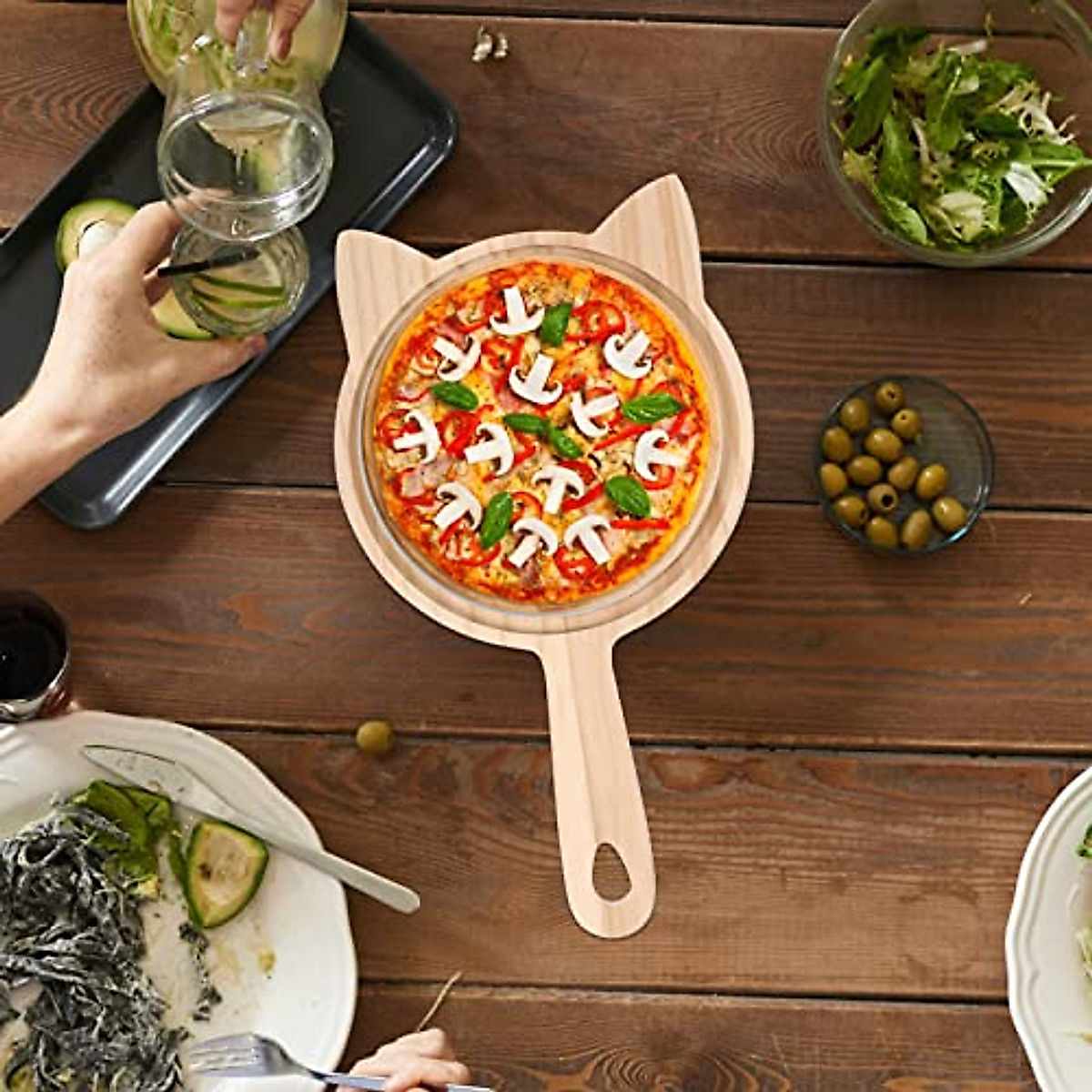 Wooden Cheese Board with Handle Cat Shaped Unfinished Chartuterie Board Chopping Board for DIY Painting 5 Inch (Color : As Shown2, Size : 26.7X15.2X1.5CM)