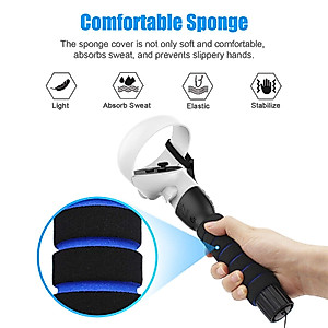 Dual Handles Extension Grips For Oculus Quest, VR Light Handle Touch Controller For Quest 2 Or Rift S Playing Beat Saber Games