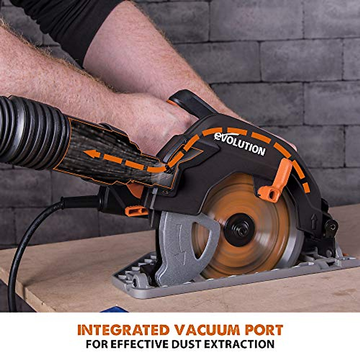 Evolution Power Tools R185CCS 7-1/4" TCT Multi-Material Cutting Circular Saw, 7-1/4", Orange