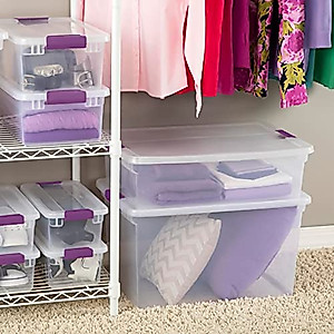 Sterilite 64 Quart Clear Multipurpose Plastic Storage Tote, 6 Pack, and 66 Quart Clear Multipurpose Plastic Storage Tote, 6 Pack for Home Organization