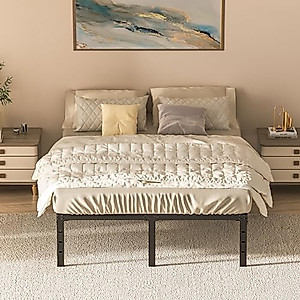 QKOKSY 18 Inch King Size Bed Frame Metal Platform Heavy Duty Black King Bed Frame, No Box Spring Needed, Easy Assembly and Noise Free, Under Bed Storage