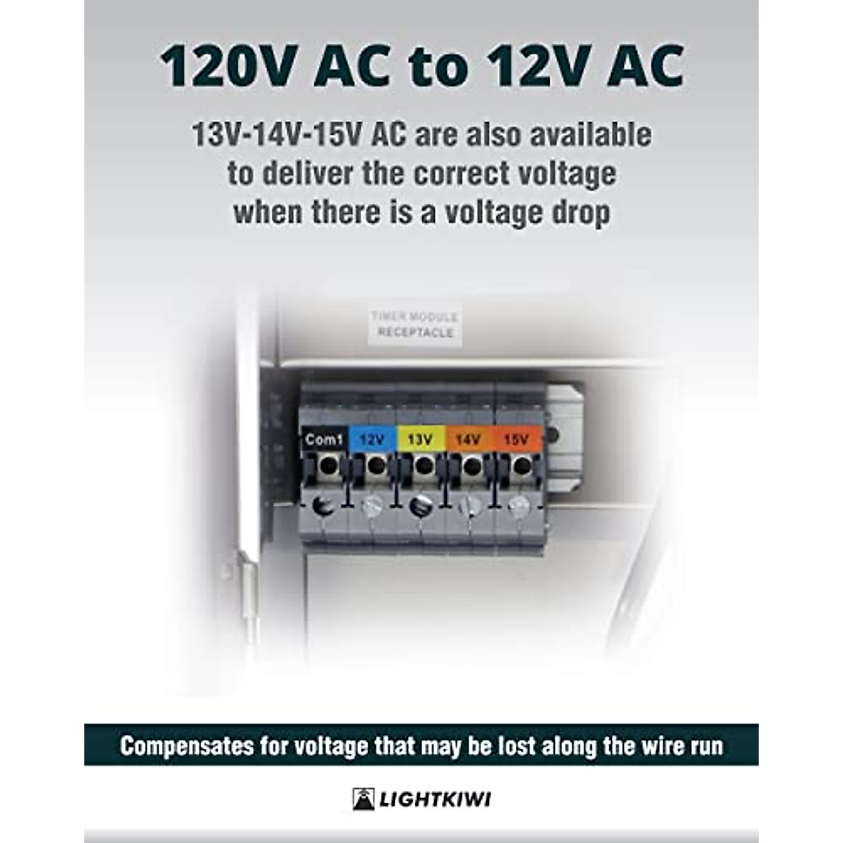 Lightkiwi W9715 300 Watt 120V AC to (12V-13V-14V-15V AC) Multi-Tap Low Voltage Outdoor Landscape Lighting Transformer, Weatherproof for Pathway Lights, Spotlight and Pool/Spa Lightings - ETL Listed