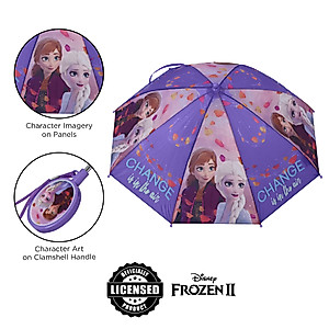 Disney Frozen Elsa Anna Rain Poncho and Umbrella Set, Blue Purple, 4-5T US