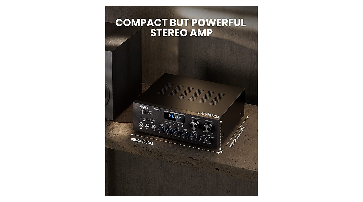 Moukey 220W Stereo Amplifier with Bluetooth 5.0 | Home Theater & Studio