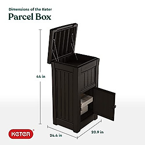 Keter Package Delivery Box for Porch with Lockable Secure Storage Compartment to Keep Packages Safe, Brown