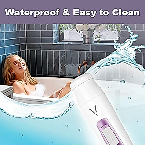 Face Razors for Women, Rechargeable 4 in 1 Facial Hair Removal and Eyebrow Nose Trimmer, Painless Bikini Trimmer, Shaver for Body, Arms, Armpit, Peach Fuzz on Upper Lip and Chin, Waterproof, Plum