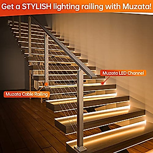 Muzata 5Pack 3.3FT/1M Plus-Size LED Channel System for Waterproof LED Strip up to 16mm Width Silver LED Strip Channel 18x13mm Clear Anti-UV Sun Protect Cover U103 WT