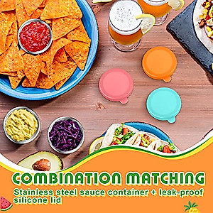 Mimorou 18 Pcs 1.6 oz Salad Dressing Container to Go Leakproof Reusable Sauce Cup with Lids Stainless Steel Containers Condiment Cups Small Dip Containers for Lunch Box Food Storage Travel Picnic