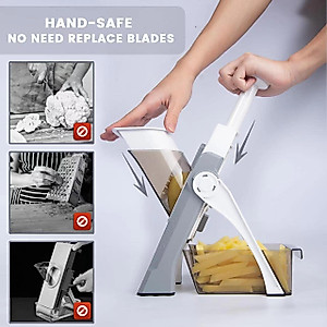 SUPMAKIN Safe Mandoline Food Slicer for Kitchen, Adjustable Potato Slicer,Vegetable Chopper, Mandolin Slicer, French Fry Cutter, 5 in 1 Chopping Artifact for Kitchen Chef Meal Prep