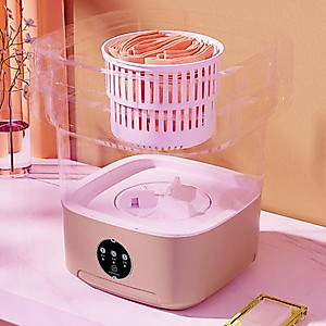 11L/370oz Powerful Portable Washing Machine, Foldable Mini Washer for Baby Clothes,Underwear, Small Items,3 Modes - Apartment,Dorm,Camping,Travel (Pink-A)