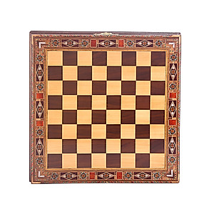 GiftHome Medieval British Army Antique Copper Metal Chess Set for Adults,Handmade Pieces and Natural Solid Wooden Chess Board with Storage Inside King 3.35inc