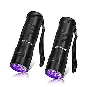 morpilot Blacklight Flashlights uv Flashlight: 12 Led 395nm 2 Pcs Black Light Flashlight Mini, Pet Urine Detector Light for Dog/Cat, Dry Stains, Resin Curing, Bed Bug