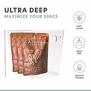 bHome & Co 4 Plastic Storage Containers For Organizing - Pantry Organization and Storage Bins, Acrylic Clear Plastic Storage Bins - Cabinet Fridge Freezer Bathroom Organizer Bins- Kitchen Organization