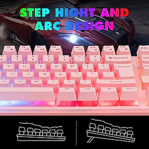 Pink Keyboard and Mouse Gaming Setup USB Wired Kawaii Combo Multi Color RGB Backlit Non-Conflict Brown Mechanical Switch Feel 4200DPI Mice for PC Game Host PS4 PS5 Computer