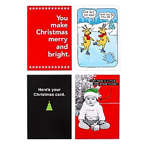 Hallmark Shoebox Funny Boxed Christmas Cards Assortment (4 Designs, 24 Christmas Cards with Envelopes),Assortment Box,1XPX1932