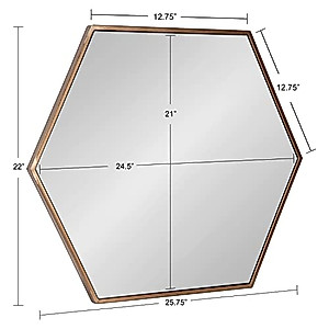 Kate and Laurel McNeer Modern Wall Mirror, 22 x 25, Bronze, Geometric Hexagon Mirror for Wall