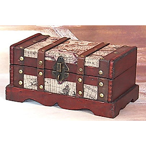 Vintiquewise Old World Map Wooden Small Trunk