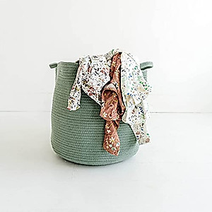 Natemia Rope Storage Basket- Nursery Bin and Toy Organizer (15”x15”x14”), Laundry Basket, Basket for Towels, Pillows and Blankets