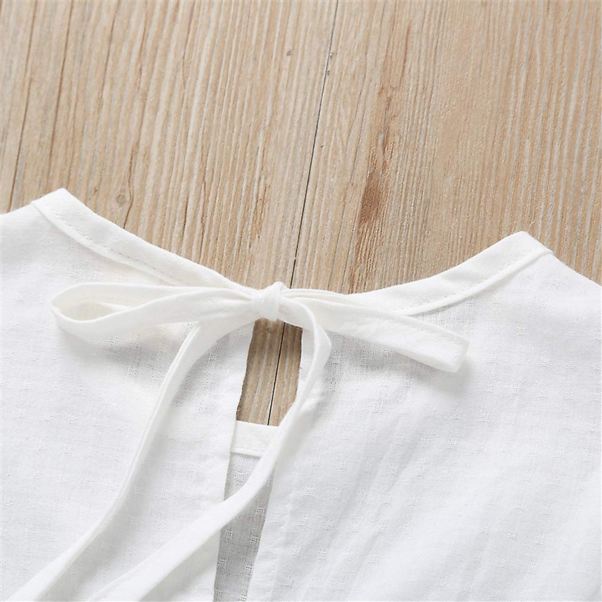 Niyage Baby Toddler Girls Cotton Flutter Sleeve Pleated Tunic Dress Swing Casual Playwear White 90