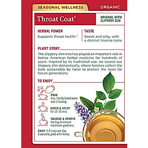 Traditional Medicinals Organic Throat Coat Herbal Tea, Supports Throat Health 16 Count (Pack of 1) Total 16 Count