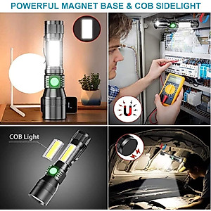 Karrong Rechargeable UV Flashlight(No Battery), 3 in 1 UV Black Light LED Tactical Flashlight, High Powered 2000 Lumens LED Light 7 Modes Waterproof for Pet Clothing Detection/Emergency/Camping