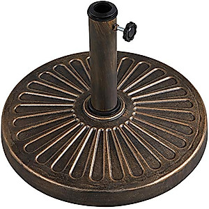 Yaheetech 26.5lbs Outdoor Patio Umbrella Base Round All Weather Umbrella Stand for Patio, Deck & Garden, Bronze